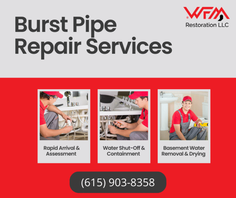Burst Pipe Repair in Nashville, TN | 24/7 Emergency Water Cleanup